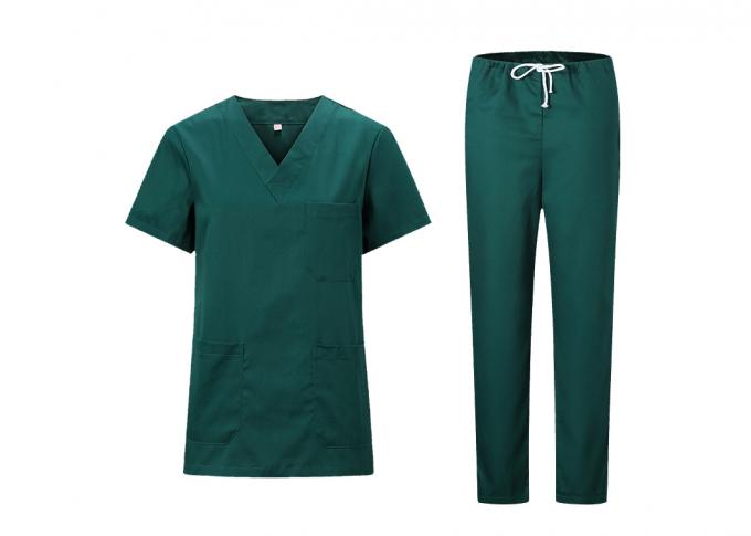 Polyester Cotton Reusable Scrub Suits Nurse Uniforms Gown Hospital Cloth