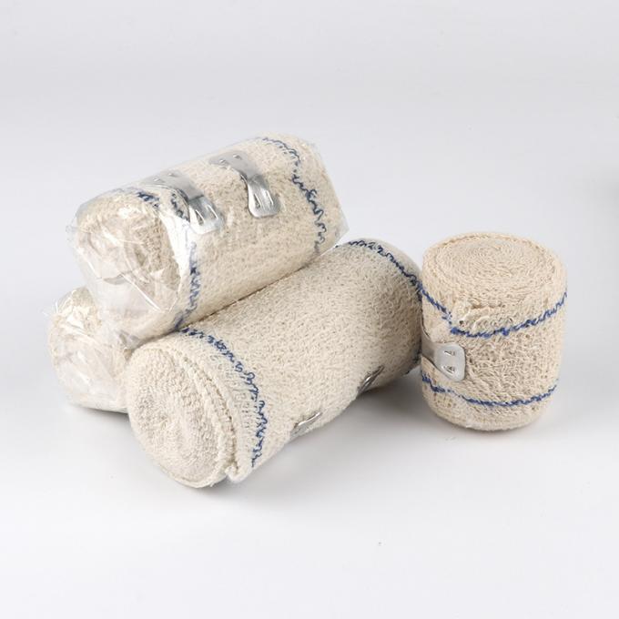 Medical Elastic Crepe Bandage Roll Non Sterile 80% Cotton Blue/Red Thread
